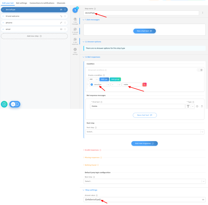 Custom jumps (and response) based on device types - Quriobot Academy